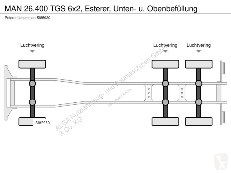 Used MAN TGS oil/fuel tanker truck 26.400 TGS 6x2, Esterer, Unten- u ...