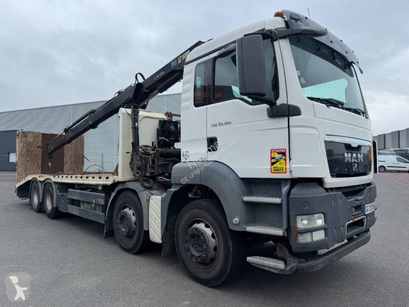 Camion porte engins MAN TGS 35.360 8x2 Euro 5 grue occasion - n°11261321