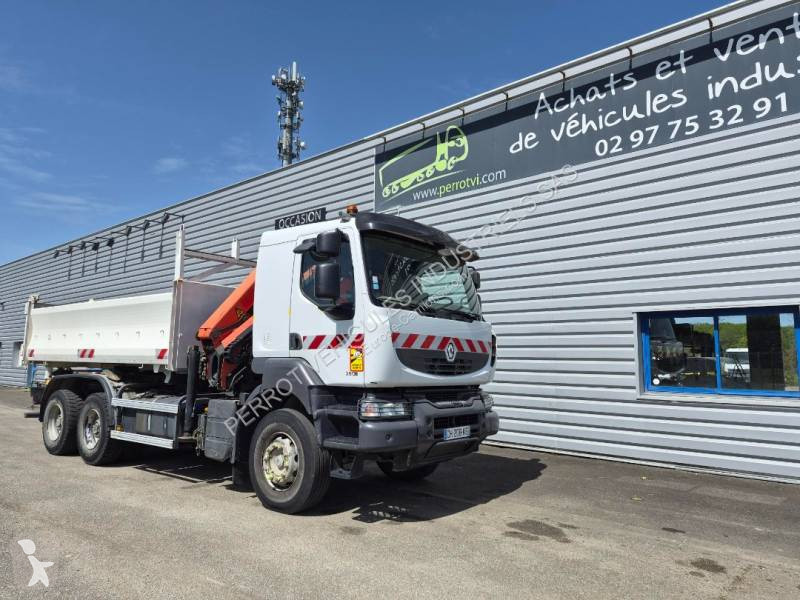 Camion bi-benne Renault Kerax 380 6x4 Gazoil Euro 5 grue occasion - n ...