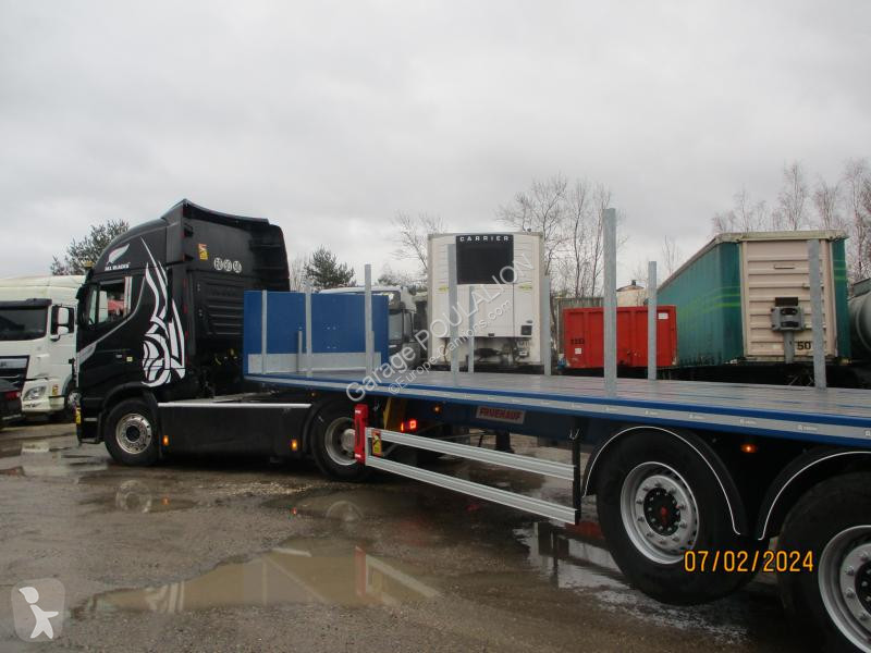Semi remorque Fruehauf plateau Essieu AR auto-suiveur 150 Tridem MS 3 ...